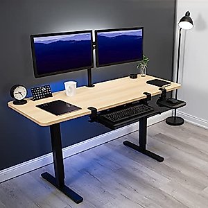 VIVO Small Keyboard Tray and Mouse Pad Combo, Sturdy C Clamp Mount System, Wooden Rotating Computer Mouse Pad and Device Holder for Desk, Easy Slide Out Drawer for Typing, MOUNT-KB05MS