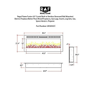 Moda Flame 50 Inch Cynergy Crystal Stone Built-in Wall Mounted Electric Fireplace