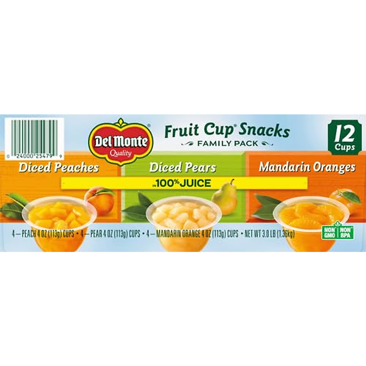 Del Monte Fruit Cup Snacks In Juice, 4 Oz, 12 Ct