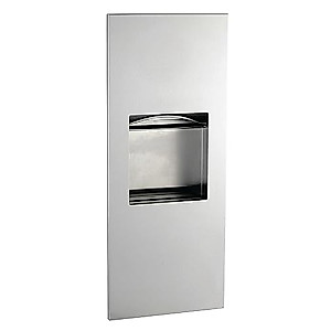 BOBRICK 36903 TrimLineSeries Stainless Steel Recessed Paper Towel Dispenser with 1.6-Gallon Waste Receptacle