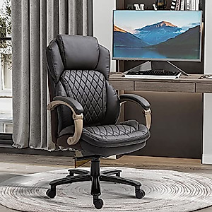 Vinsetto Big and Tall Executive Office Chair with Wide Seat, Computer Desk Chair with High Back Diamond Stitching, Adjustable Height & Swivel Wheels, Brown