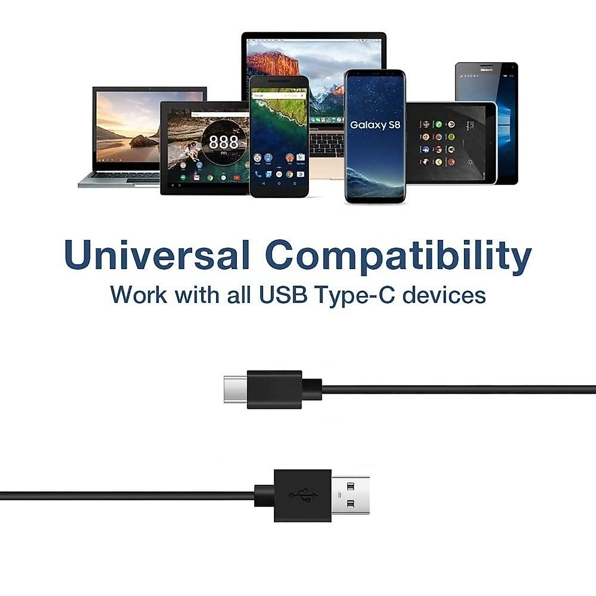 MYFON USB A to USB C Cable, USB Type C Cable, 2 Pack [3FT, 3FT], Fast Charging Cable, High Speed Data Transfer Cable, Android Phone Cable for Galaxy S10 S9 and More, Trustable