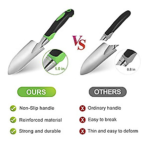 Mr Rabbi Garden Tools Set, 11 Piece Heavy Duty Gardening Tools for Gardening with Non-Slip Rubber Grip, Outdoor Hand Tools, Storage Tote Bag, Aluminum Garden Kit, Gardening Gifts for Men Women