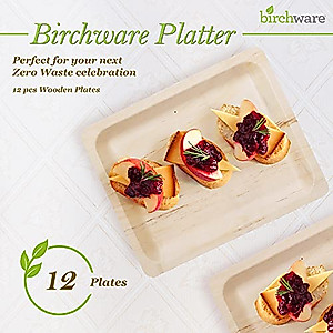 Birchware 50 - Large Compostable Wooden Platter, Party and Craft Supplies