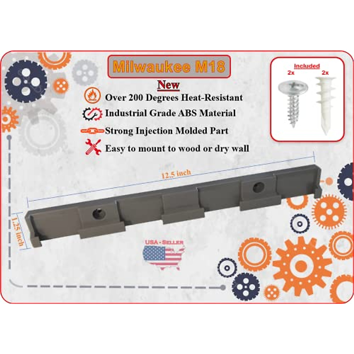 Battery Holder for 4x Milwaukee 18V Batteries | M18 Battery Holder Milwaukee | Battery Storage for Milwaukee 18V | Wall Mount for Milwaukee M18 Batteries