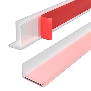 Hzetuu 39Inch Shower Threshold Water Dam Collapsible Shower Water Guard Blocker Self-Adhesive Silicone Shower Water Dam Shower Splash Guard for Kitchen Countertop Sink, Cooktop, Bathroom Tub