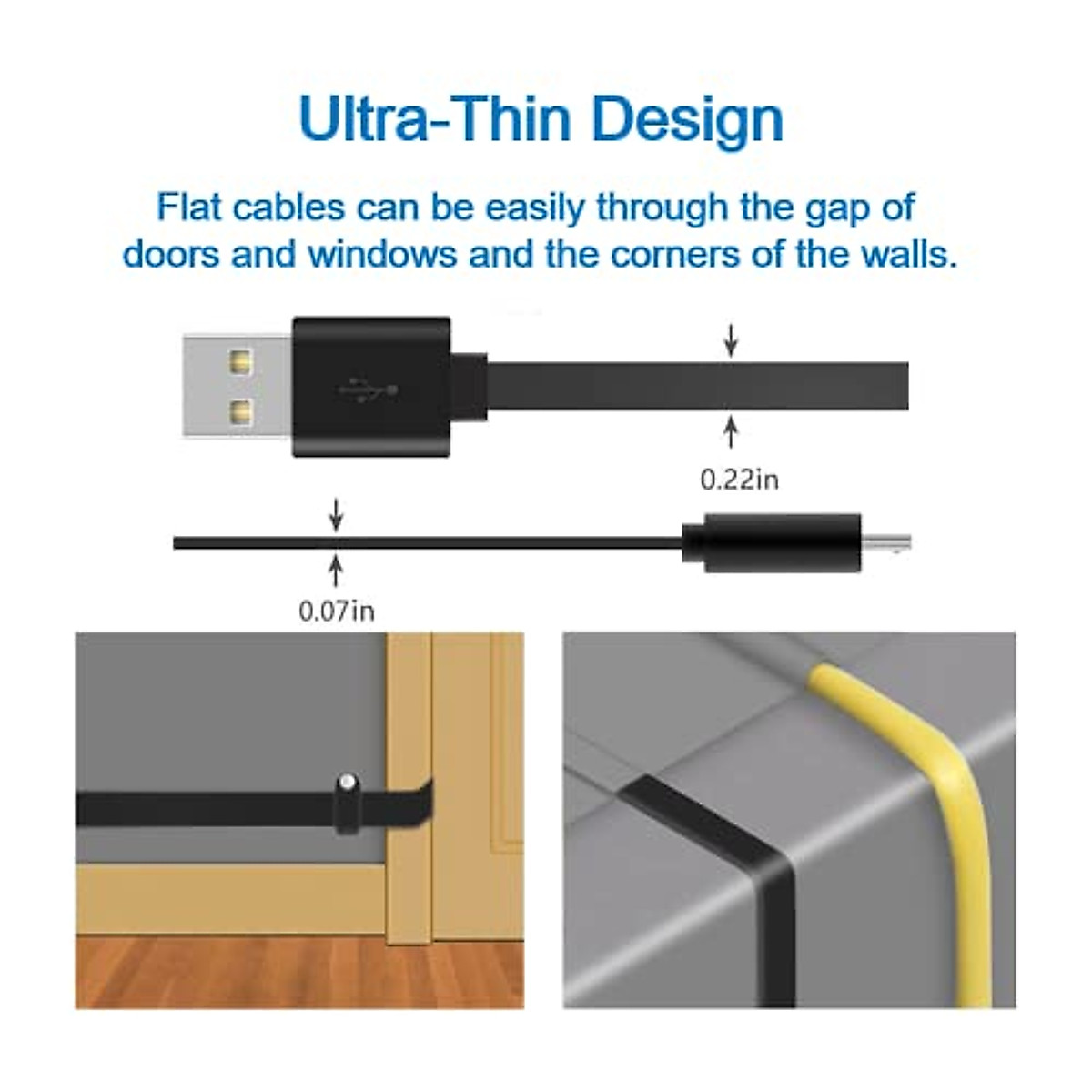 20FT Power Extension Cable Charger for Blink Outdoor,Blink XT2/XT,Wyze Cam V3,WyzeCam Outdoor,Arlo Essential,Eufy,KasaCam,Yi Camera,Weatherproof Charging Cord with Adapter for Security Cam 2Pack,Black