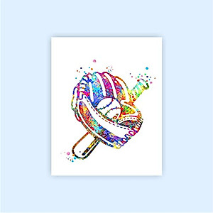 Dignovel Studios Unframed (Set of 6) 8X10 Watercolor Girl Baseball Softball helmet glove ball bat blazer Sport Art print Bedroom Wall Art dnc4