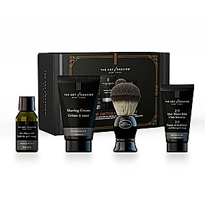 The Art of Shaving Unscented Gifted Groomer Kit - Pre-Shave Oil, Shaving Cream, Shaving Brush & After-Shave Balm, 4 count (Pack of 1)