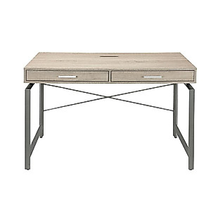 Acme Furniture 2 Drawers and 3 Hidden Top Compartments Writing Desk, Natural/Nickel