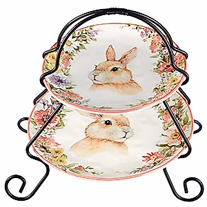 Certified International Easter Garden 2-Tier Server, Multicolored