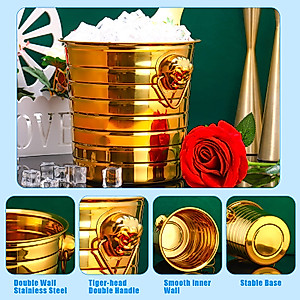 Pinkunn 6 Pack Gold Stainless Steel Champagne Bucket 3 Qt Metal Ice Bucket Double Wall Wine Bucket with Handles Party Beverage Chiller for Champagne Beer Cocktail Wine Drinks Home Bar Accessories