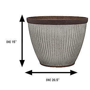 Southern Patio 15" Westlake Indoor/Outdoor Pleated Planter with Drainage Hole, Plug & Galvanized Finish, 19.56 qt. Capacity