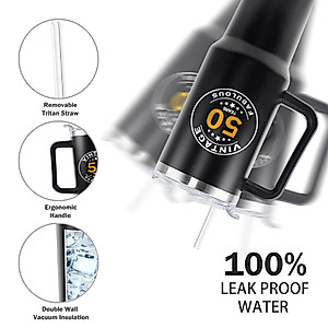 Qeenking 50th Birthday Tumbler - 40 OZ Stainless Steel Travel Mug with Handle and Straw - Keeps Drinks Cold/Hot for 12/6 Hours - The for Him/Her