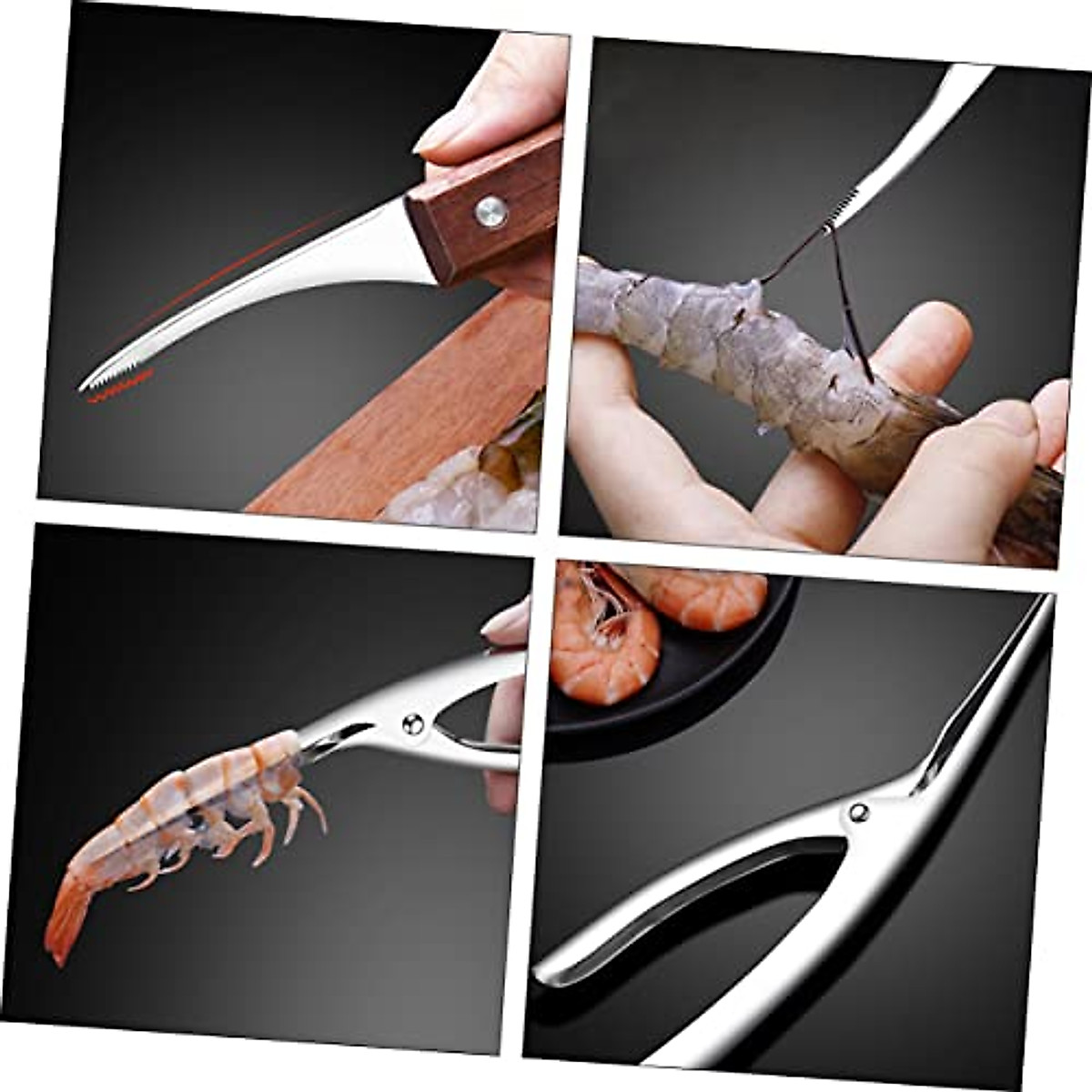 BESTonZON 2 Sets 2 Pcs Stainless Steel Shrimp Opener Household Cleaner Fish Scale Remover Kitchen Deveiner Seafood Shucker Seafood Cleaner Tool Stainess Steel Shrimp Peeler Prawn Deveiners