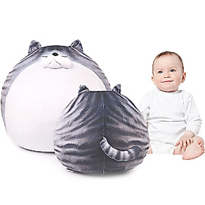 ARELUX 11.8In High Chubby Cat Plush Pillow, Cute Fat Kitty Cat Stuffed Animal Soft Kitten Adorable Hugging Pillow Anime Plushies,Funny Toy Birthday for Adults Friends