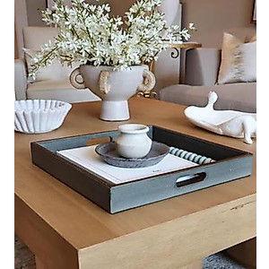 Graphite Sting Tray — Large — by Alice Lane Home Collection — Striking Graphite Color — Decorative Tray — Coffee Table, Office — Opposing Open Handles