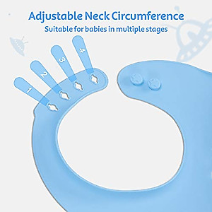 Yoofoss Silicone Baby Bibs for Babies and Toddlers, 3 Pcs Baby Feeding Bibs Waterproof Baby Bibs for Boys and Girls, BPA Free, Easy Clean, Grey/Green/Blue
