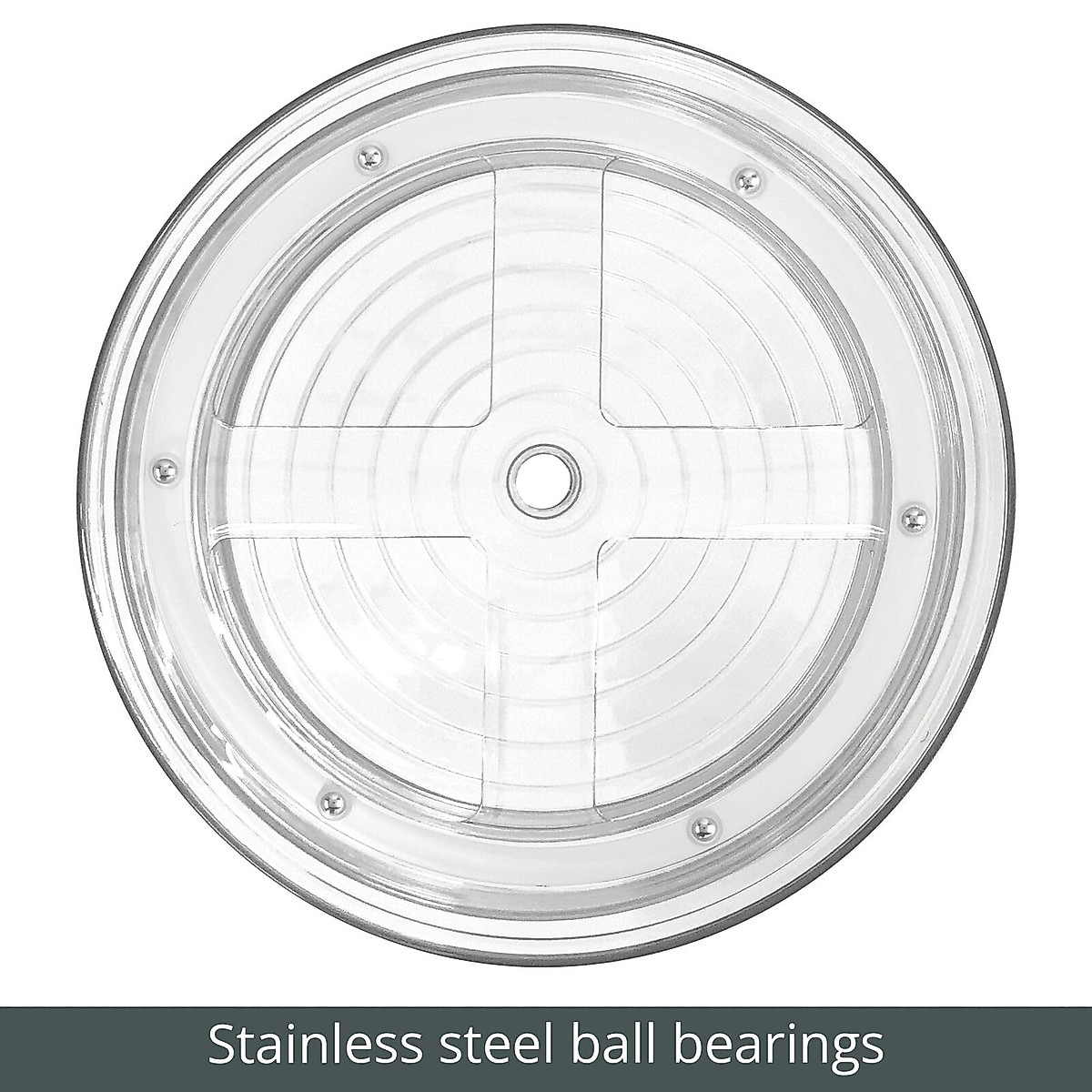 mDesign 2 Tier Lazy Susan Turntable Food Storage Container for Cabinets, Pantry, Fridge, Countertops - Raised Edge, Spinning Organizer for Spices, Condiments - 9" Round, 2 Pack - Clear/Chrome