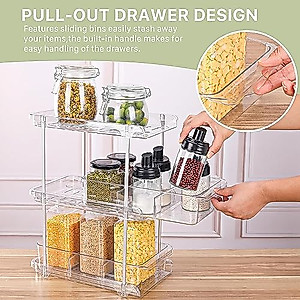 3 Tier Clear Bathroom Storage Organizer with Dividers, Pull Out Under Sink Organizers and Storage, Multi-Purpose Cabinet Organizers and Storage for Bathroom, Kitchen, Pantry, Vanity, Countertop