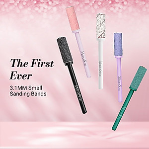 MelodySusie 50 Pcs Nail Drill Bits Small Sanding Bands with 3.1mm Mandrel Bit, 180 Fine Grit Nail File for Acrylic Nails Gel Manicures and Pedicure, Pink