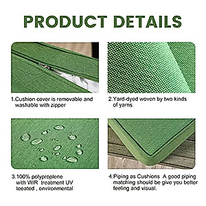 ARTPLAN Outdoor Deep Seat Slipcovers,Patio Seat Back Covers Only 24x24x6 18x24 Olefin,Square Outdoor Cushion Cover, for Patio Funiture,Invisible Green
