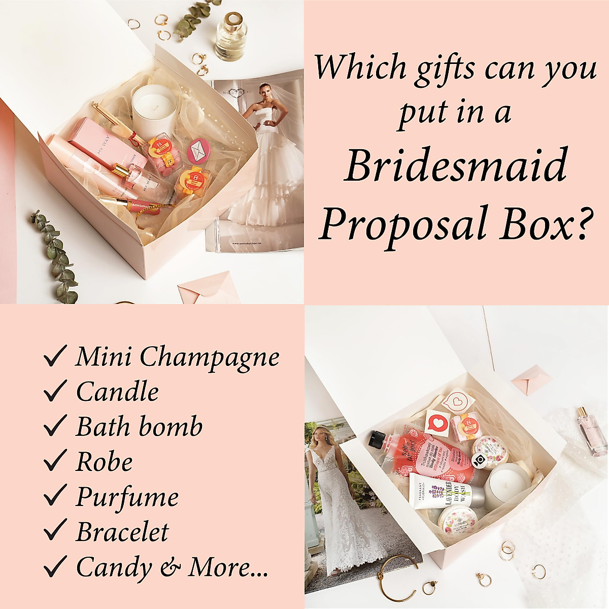 Bridesmaid Proposal Box Set of 6 I 5 Pink Will You Be My Bridesmaid Boxes & 1 Will you Be My Maid of Honor Gifts Box I Bridesmaid Boxes for Proposal I Bridesmaid Gift Box for Bridesmaid Proposal Gifts