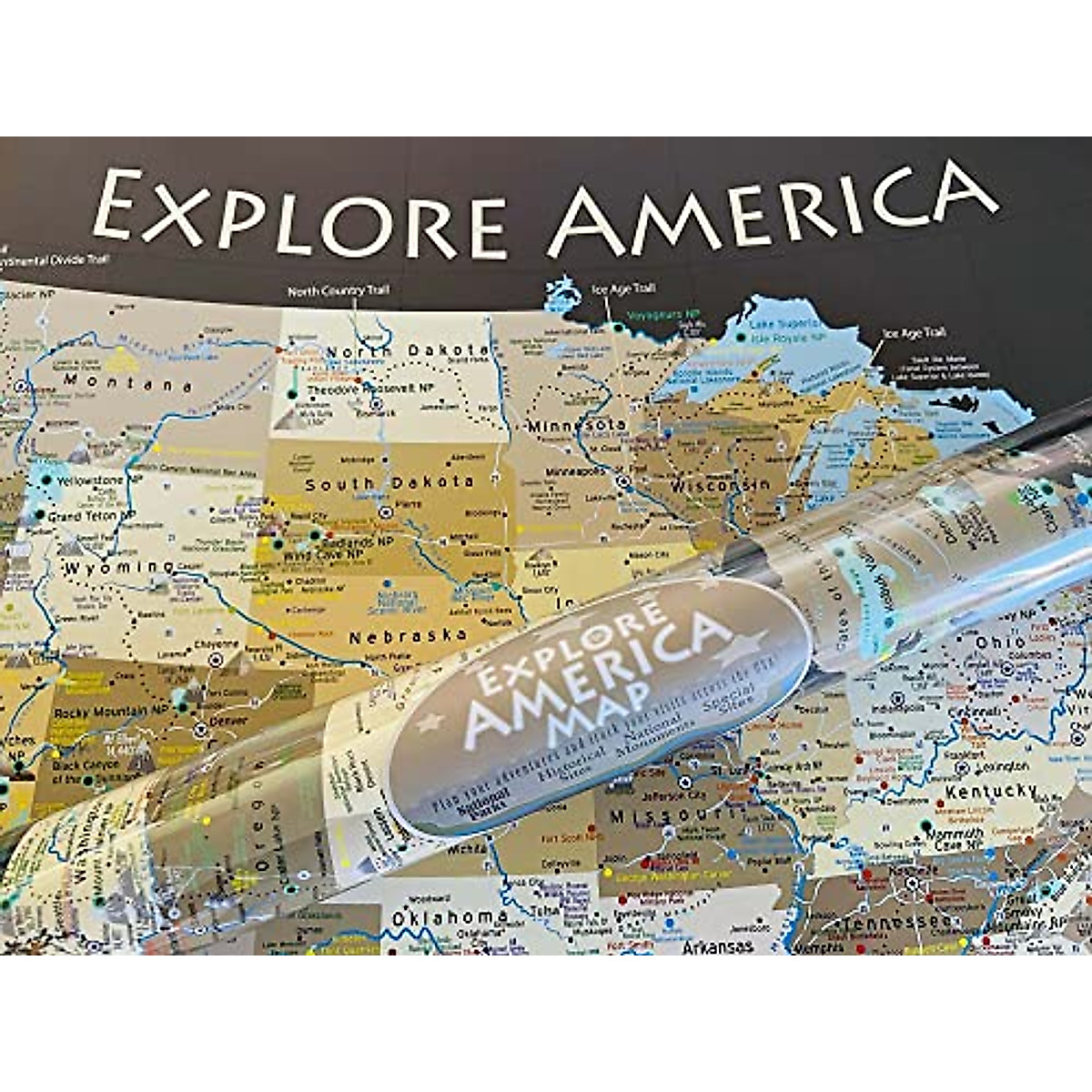 National Parks Map Poster with USA Travel Destinations (24W x 16H inches)