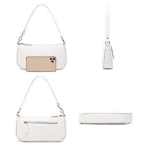 Shoulder Bag White Purse Y2k Purses Classic Crocodile Pattern Clutch Purses with Zipper 90s Trendy Tote Handbags for women