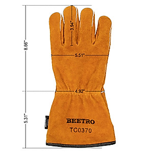 BEETRO Welding Gloves, 1 Pair, Brown, Unisex, Protective Glove
