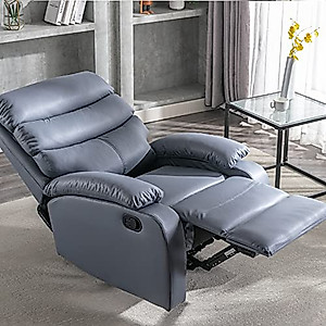 hzlagm Recliner Chair for Adults, Manual Recliner with Micro Leather, Single Sofa Chair, Easy to Operate Footrest & Headrest, Small Recliner Chair for Small Spaces- Pale Sky