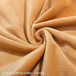 NTBAY Velvet Soft Solid Color Zipped Toddler Pillowcases, 2 Pack Cozy Luxury Zippered Plush Travel Pillow Cases, 13x18 Inches, Camel