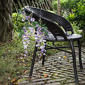 Flower String Lights Solar Powered, 33.6FT Patio String Lights with 60 Warm White LED, 6 Clusters Wisteria Floral and 6 Grapevines Outdoor Lights Perfect for Home Garden Wedding Party Umbrella Décor