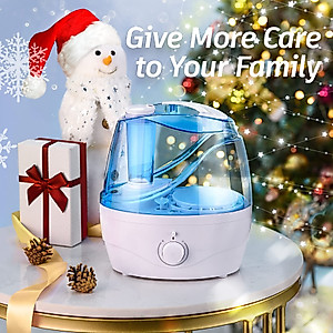 2200ml Humidifiers for Bedroom, Cool Mist Humidifier for Home Nightlight, Adjustable 360°Rotation Nozzle, 30Hrs Run-Time 28dB, BPA-Free Auto-Shut Off Humidifier for Large Room, Easy to Clean (White)