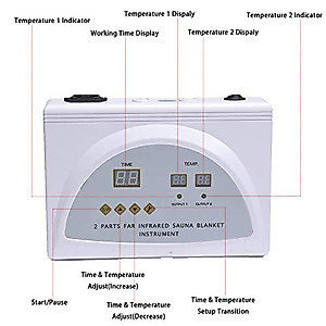 PINJAZE Far Infrared Sauna Blanket with Remote Control for Exercise Recovery Heating Detox 2-Zone Double Zipper Digital Control Portable Infrared Sauna Blanket for Home Relaxation Beauty Salon