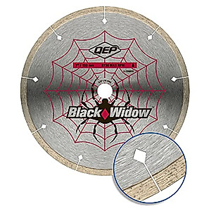 QEP 7" Black Widow Premium-Grade, Thin Rim Diamond Blade for Wet Cutting of Porcelain, Ceramic, Granite and Marble Tile