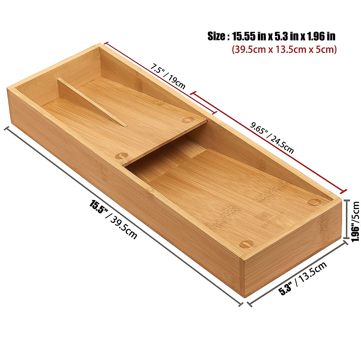 guiogc Bamboo Silverware Drawer Organizer, Kitchen Cutlery Tray,Utensil Holder for Spoons, Forks, Knives in Kitchen