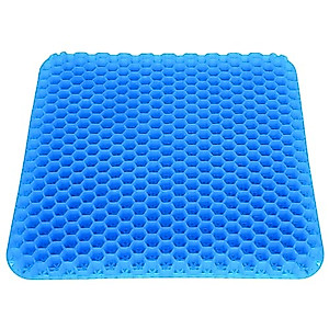 Helishy Gel Seat Cushion, Double Thick Egg Crate Foam Cushion with Honeycomb Design, Cooling Gel Pad for Chair Car Wheelchair, Relieves Sciatica Pain and Pressure Sores