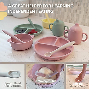 Silicone Baby Feeding Spoons-First Stage, Bendable Utensils for Infant & Parent-Baby Led Weaning, Toddler Self-Feeding & Training-Soft-Tip, Chewproof Teether l 4 Months + [5 Pack with a Portable Case]