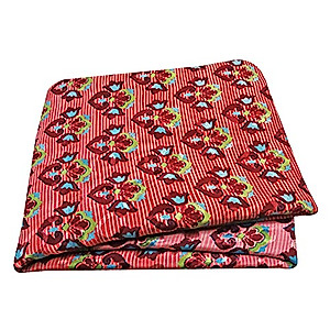 Peegli Women's Vintage Red Floral Saree Indian Crepe Silk Sari 5 Yards DIY Fabric