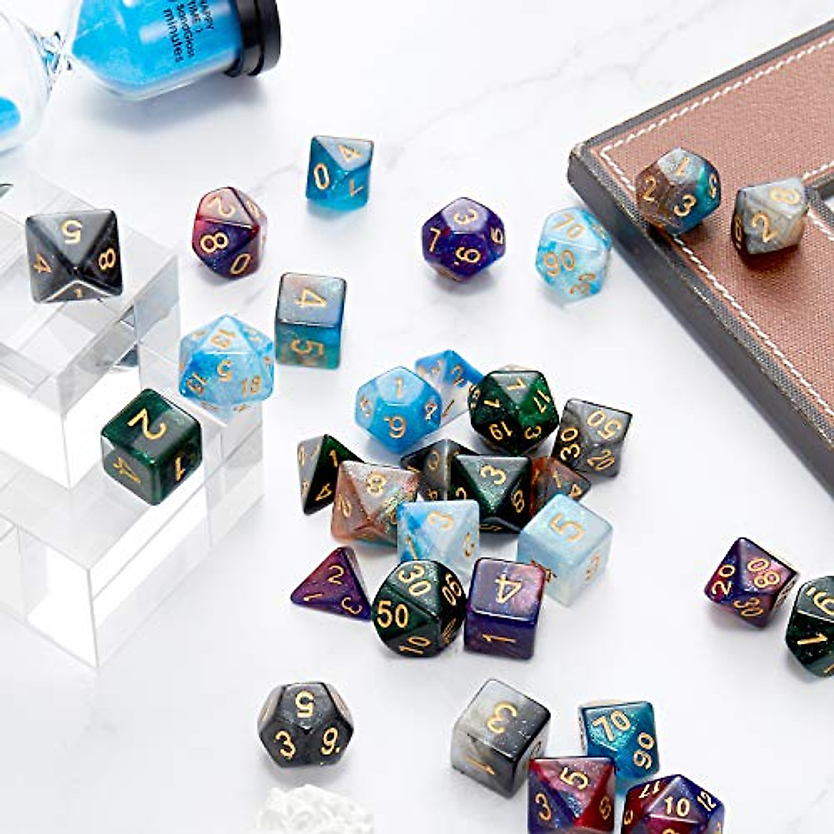 DND Dice Set (140 Pieces), Huuancy Polyhedral Dice for Dungeons and Dragons DND RPG MTG Table Games with 1 Large Flannel Bag, 20 Colors