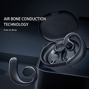 GPED Open Ear Headphone Wireless Air Bone Conduction Earbuds with Microphones, Bluetooth 5.3 Earbuds LED Power Display HiFi Stereo Sound Headphones for Sport, Workouts, Running