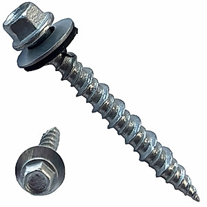 Metal Roofing Screws - #10 x 1.5” – Self Tapping ¼” Hex Head with EPDM Rubber Washer – for Metal to Wood, Corrugated Roofing, Siding, Sheds, Pancake Screw - Hex Drive Easy Install - Galvanized (100)
