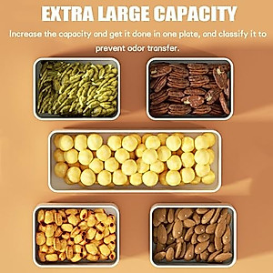 Extra Large Fruit Storage Containers for Fridge,Divided Serving Tray with Lid and Handle,Snackle Box Charcuterie Container for Portable Snack Platters,Clear Organizer for Party,Entertaining,Fruit,Nuts