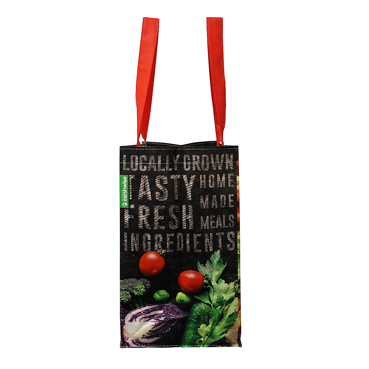 Earthwise Reusable Grocery Shopping Bags Extremely Durable Multi Use Large Stylish Fun Foldable Water-Resistant Totes Design - Chalkboard Veggies (Pack of 5)