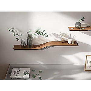 EWART WOODS Floating Wall Shelves, Wooden Hanging Shelf Decor with Hidden Mounted System, Modern Furniture Made of Natural Wood, Beautiful House Decor Made for You. (Ash 95cm (37 inch))