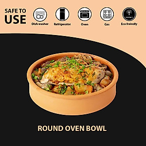 Luksyol Clay pot for cooking - Handmade round oven tajine Microwave & Safe 100% Natural earthenware Eco friendly terracotta pots Mexican Indian Korean moroccan Dishes, 4 Pack