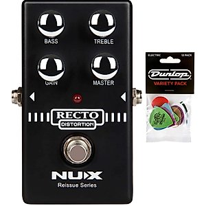 Briskdrop NUX Recto Distortion Guitar Effect Pedal Bundle with Dunlop Variety Pick Pack RectoBundle