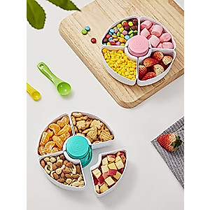 HEETA Baby Food Storage Container, Snack Box for Kids with 4 Removable Compartment and Lids, Reusable Snack Containers, Food Grade PP Material, BPA & PVC Free (Green)