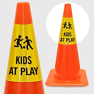 SmartSign “Kids at Play” Bright Reflective Message Sleeve for Cone, [CONE NOT INCLUDED]